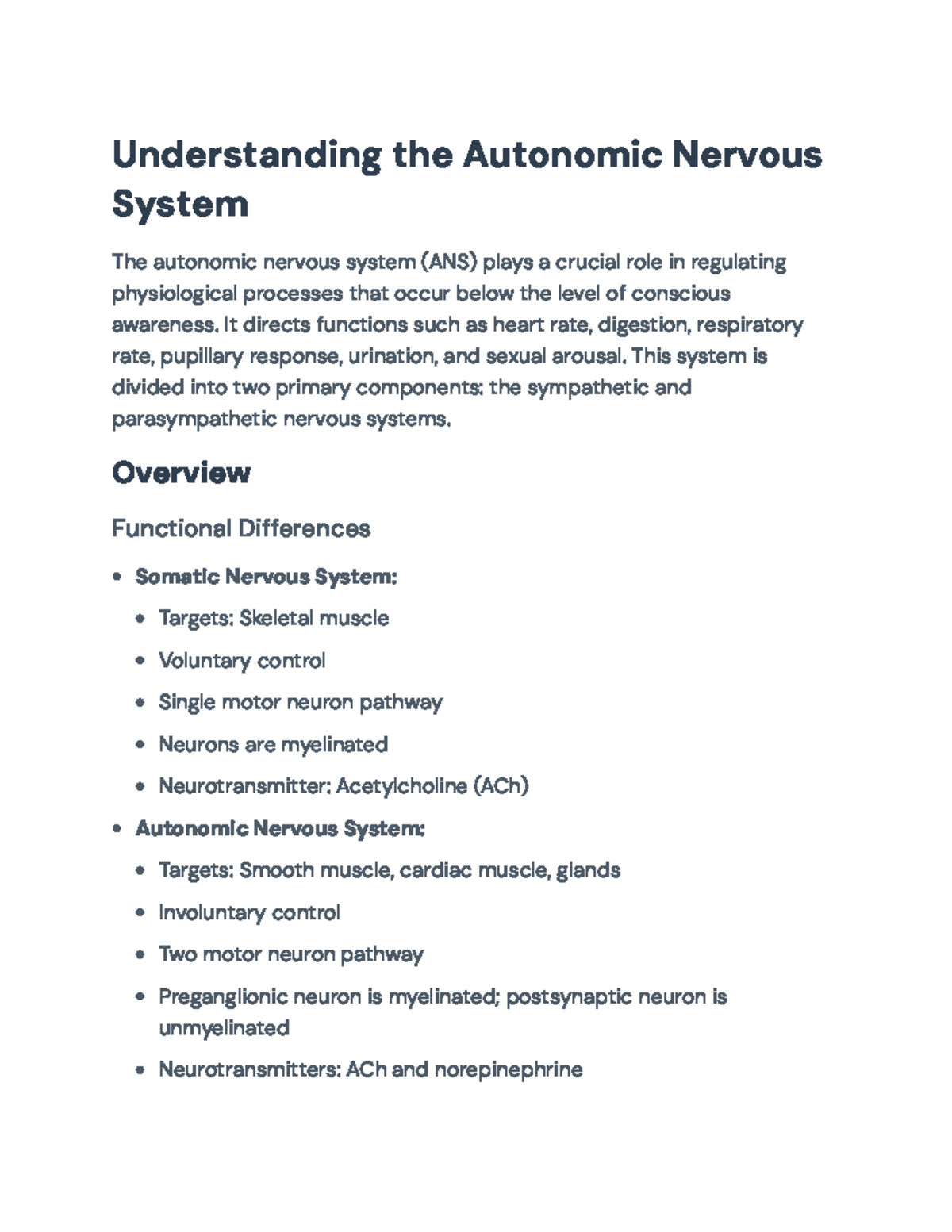 Understanding the Autonomic Nervous System: Functions & Pathways ...