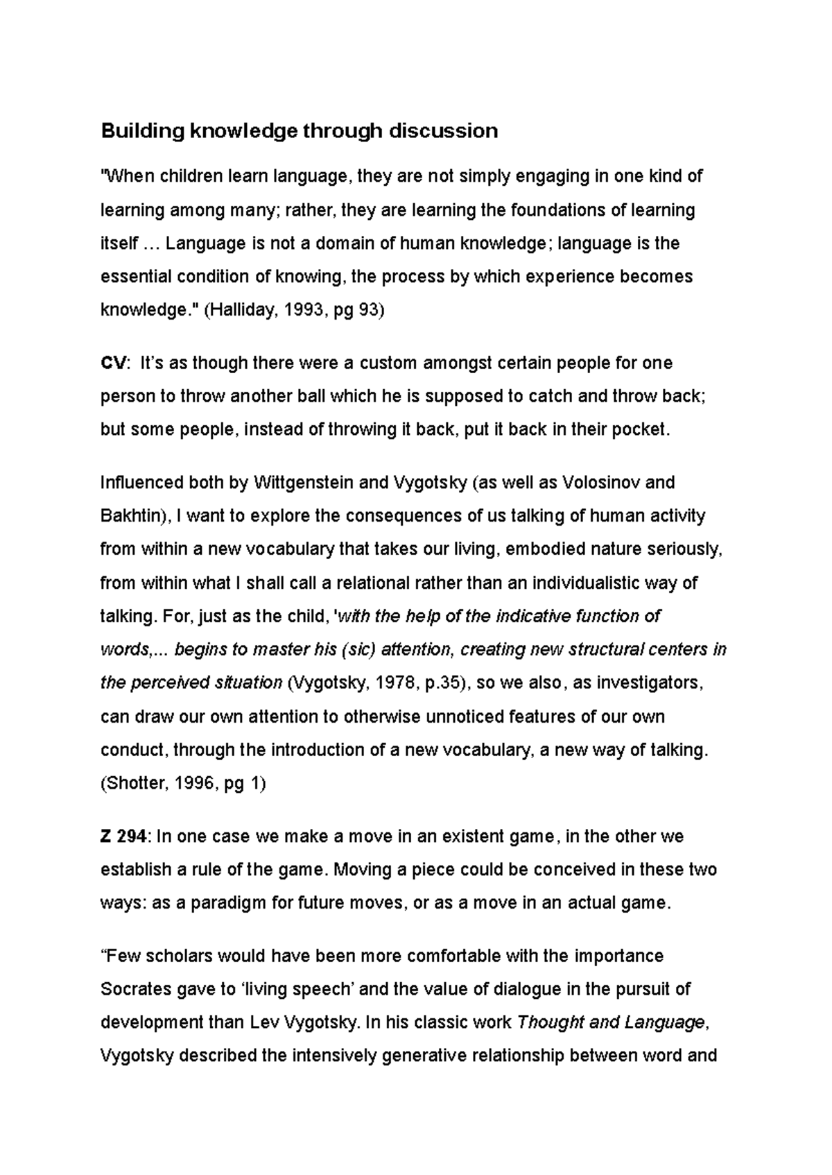 Building knowledge through discussion rw - Building knowledge through discussion "When children ...