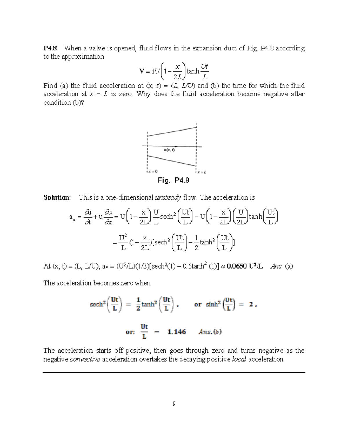 P4.8 Fluid Acceleration Analysis in Unsteady Flow - Solutions Manual ...