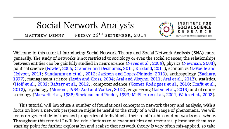 Social Network Analysis: Introduction to Theory and Applications (SN ...