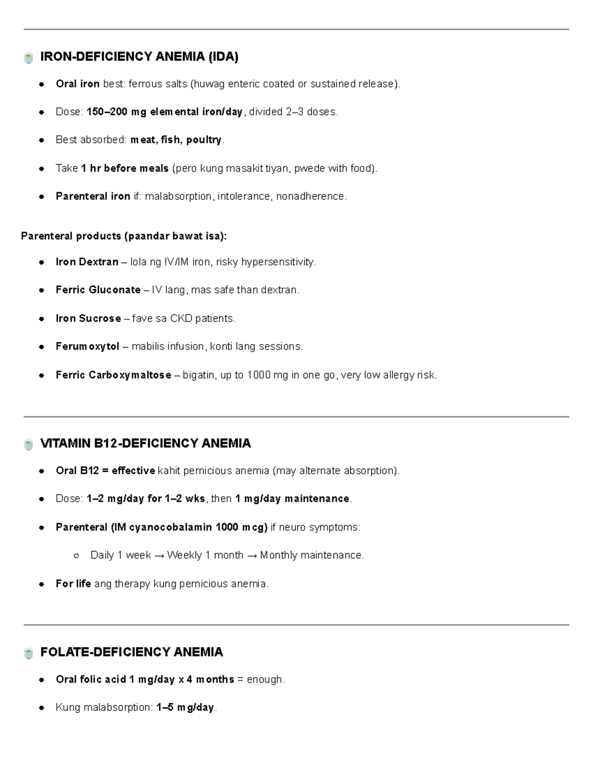 Anemia Management: IDA & Pediatric Considerations (Med 101) - Studocu