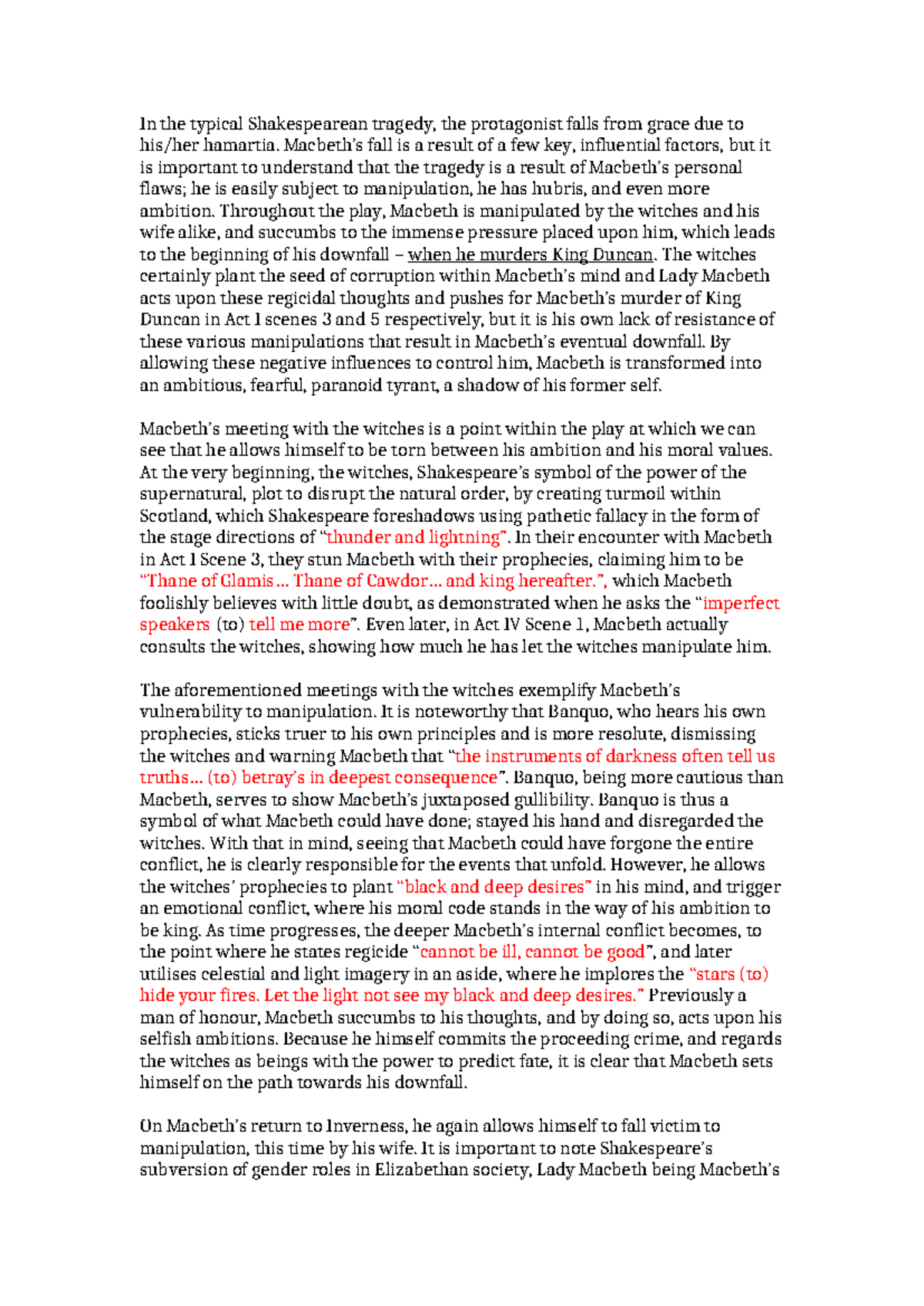 247838276 Macbeth: An Analysis of Tragic Flaws and Manipulation - Studocu