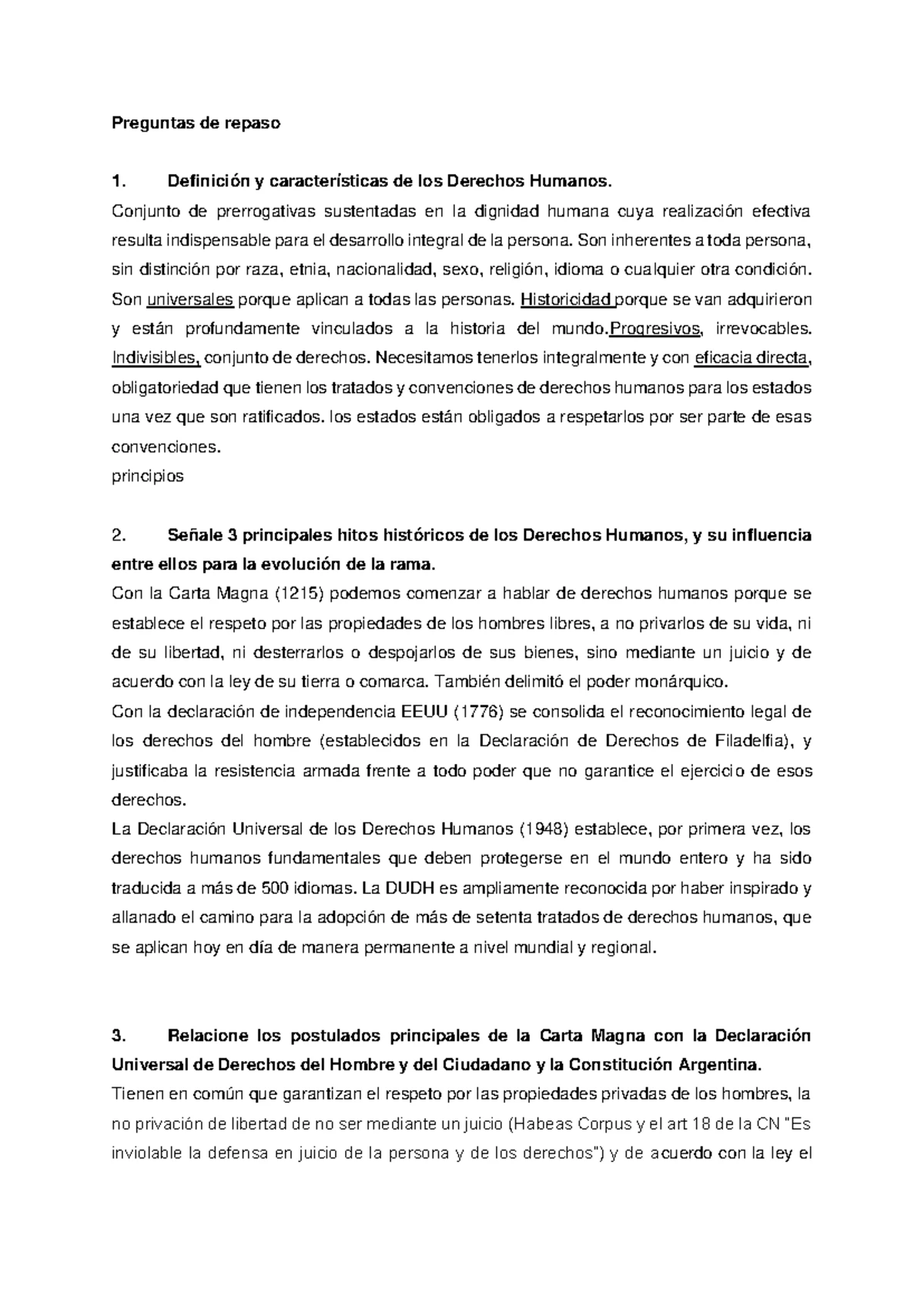 Derechos Humanos 2024 - Conceptos y Doctrinas de Canepa - Studocu