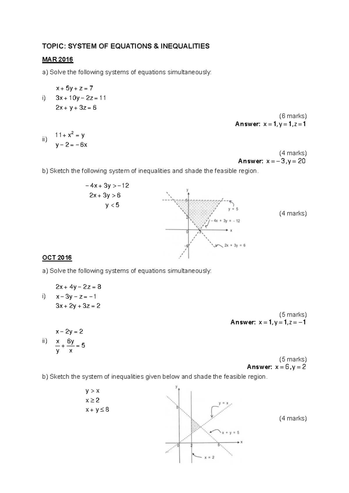 Chapter 3: System of Equations & Inequalities (MATH 101) - Studocu