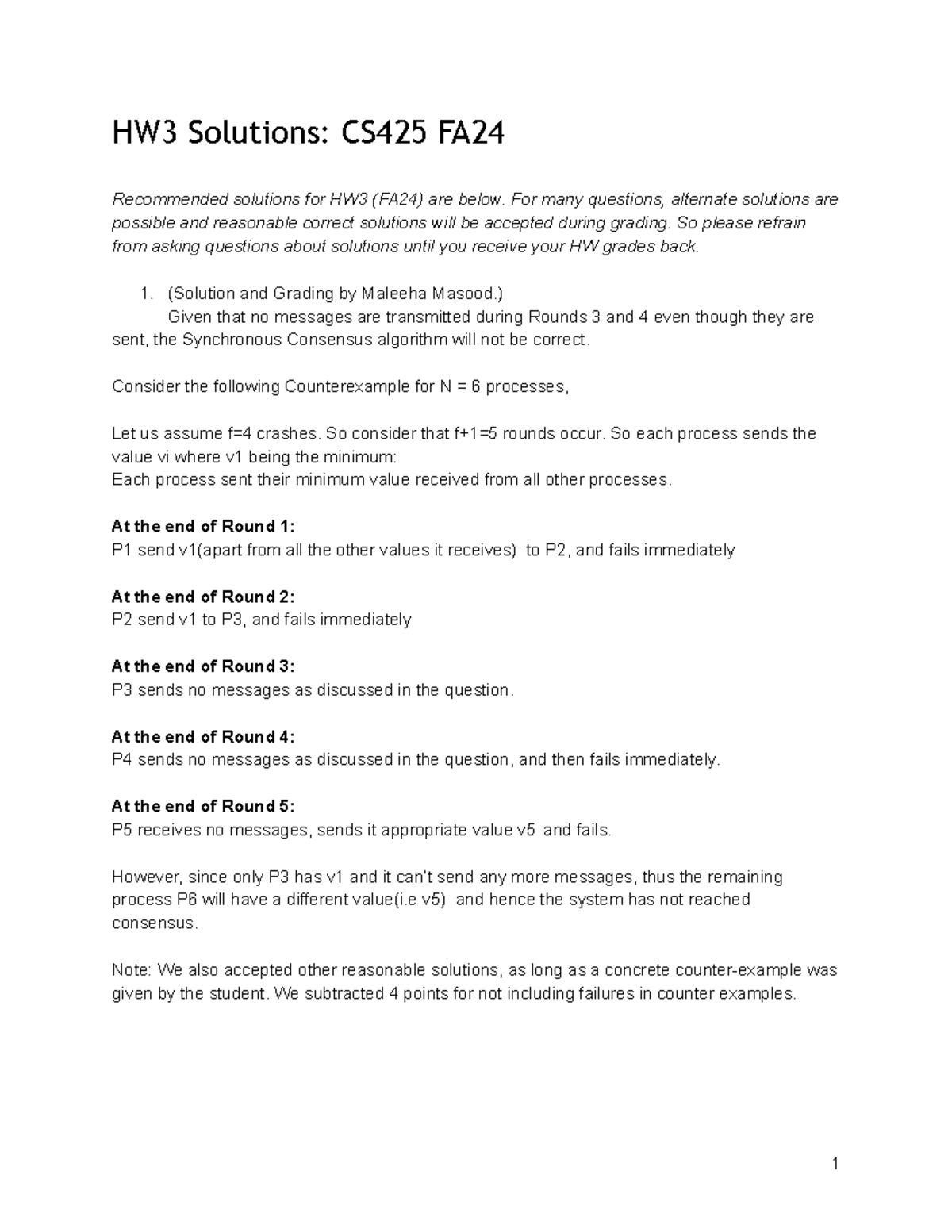 HW3 Solutions: CS425 FA24 - Complete Guide and Grading Insights - Studocu