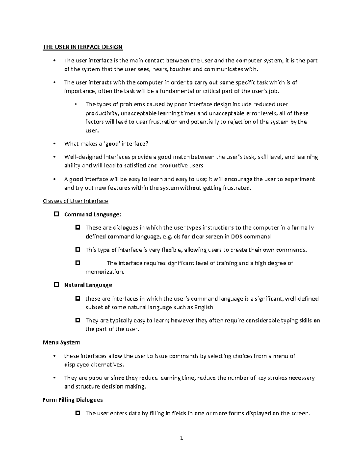 User Interface Design Notes for UXD 101: Concepts & Guidelines - Studocu