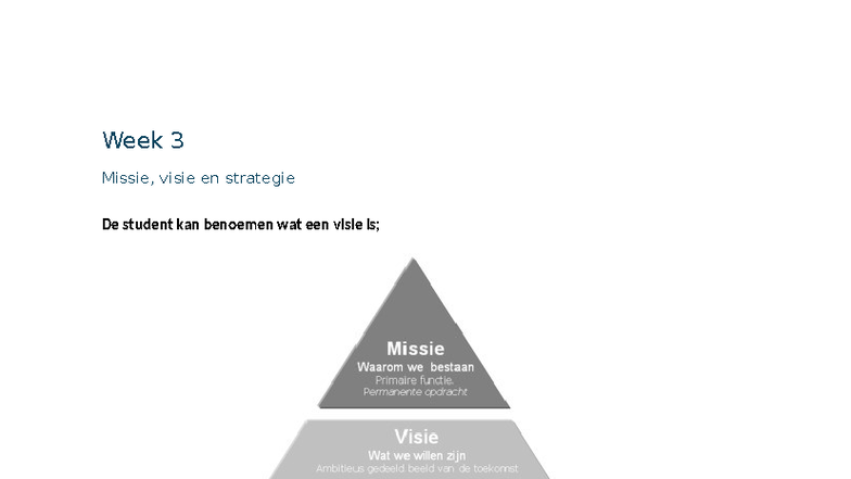 Week 3 & 4 Colleges: Missie, Visie en Strategie in Intensieve Zorg ...