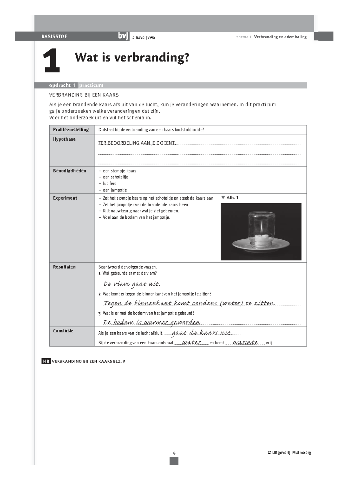 Laboratoriumverslagen Verbranding en Ademhaling - Bv Biologie 2 havo ...