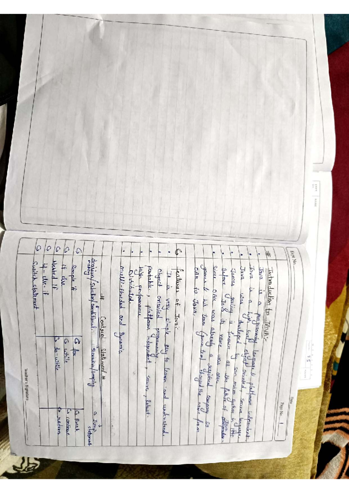 Java Practical File - Sem 3: Control Statements and Object-Oriented Concepts - Studocu