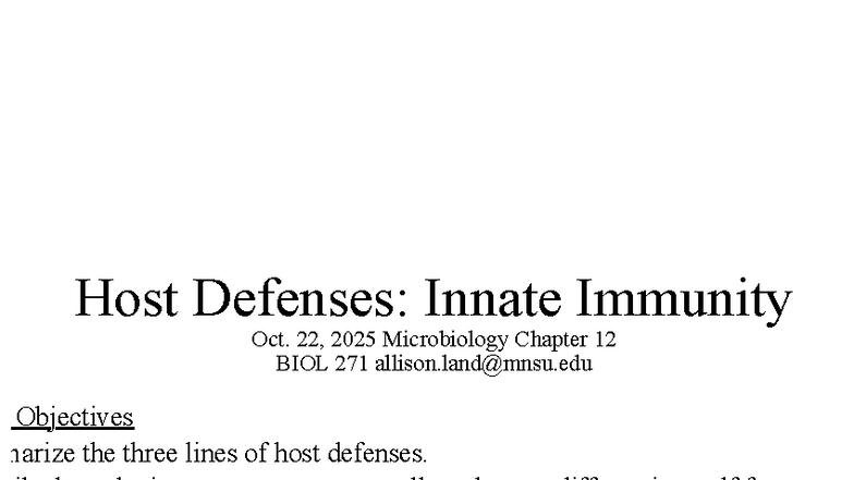Host Defenses Mechanisms in Innate Immunity - BIOL 271 Lecture Notes ...