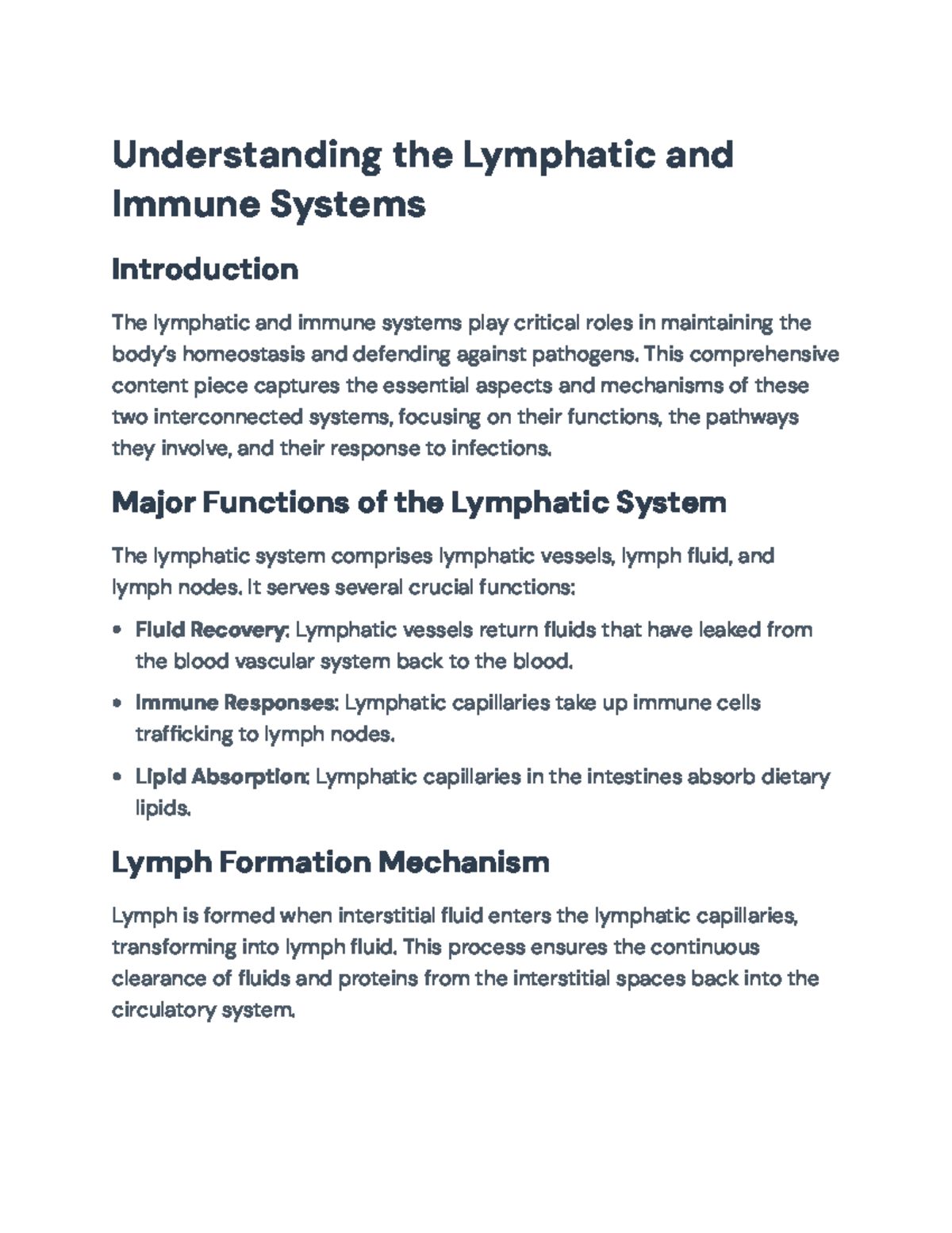 Lymphatic & Immune Systems: Functions, Mechanisms, and Key Roles - Studocu