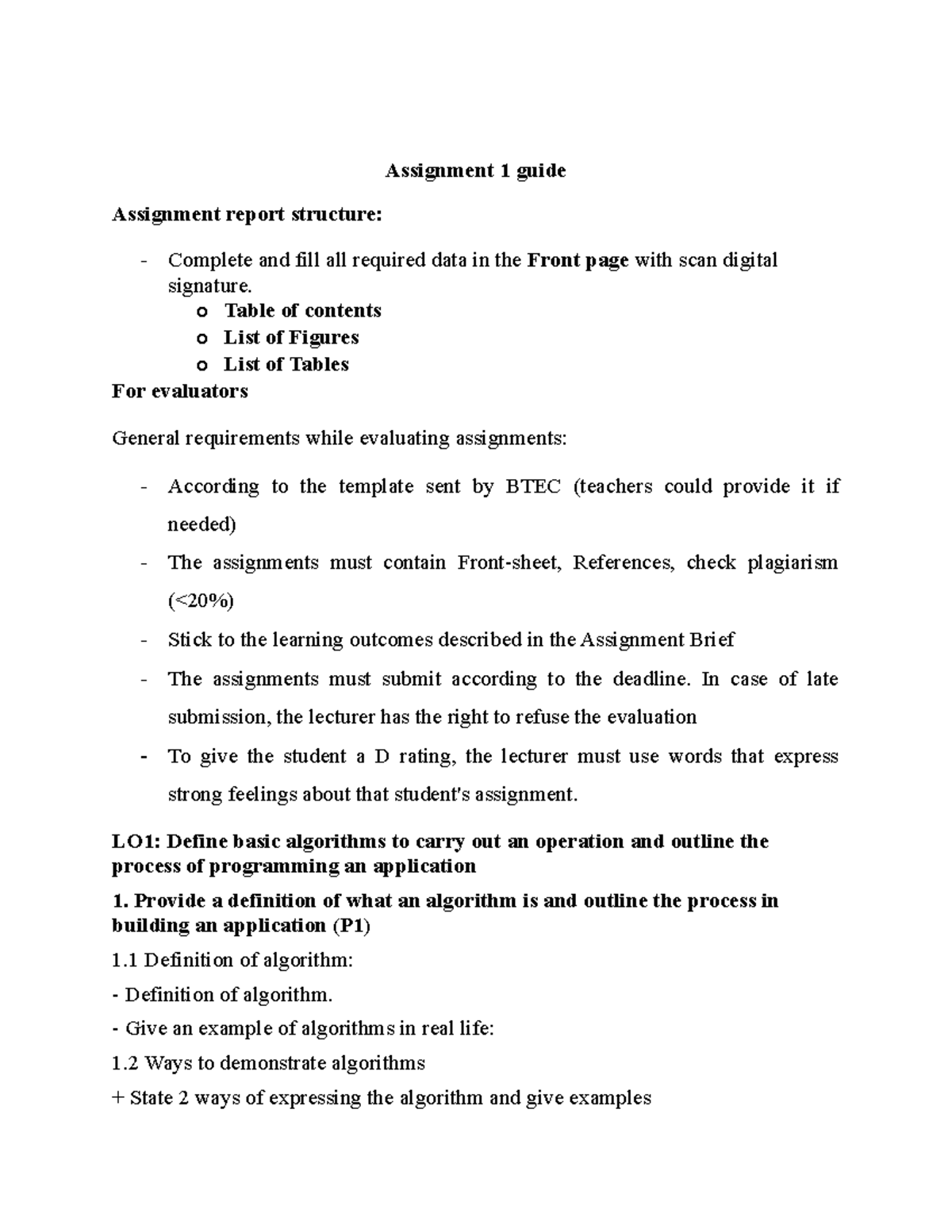 Unit 2 ASM1 Guide - Assignment Frontsheet - Assignment 1 guide Assignment report structure ...
