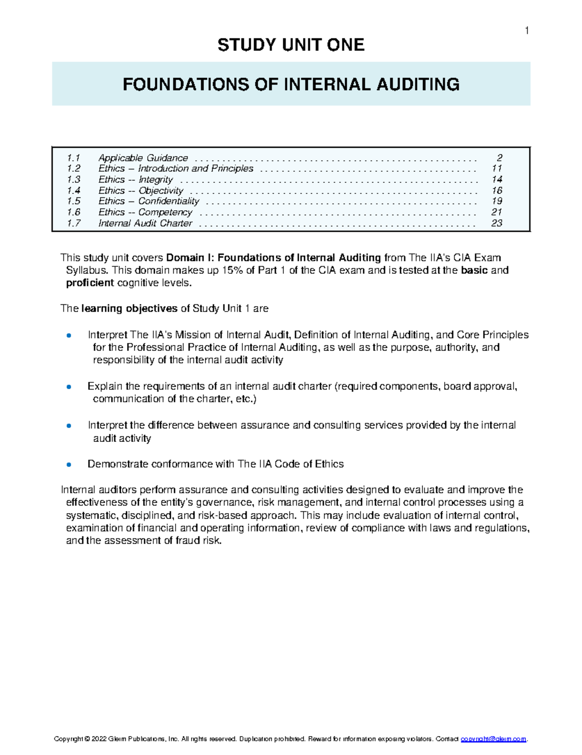 Unit 1 Study Guide: Foundations of Internal Audit Principles - Studocu