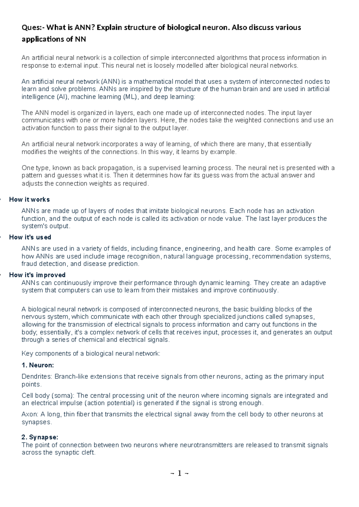 Artificial Neural Networks (ANN): Structure, Applications, and ...