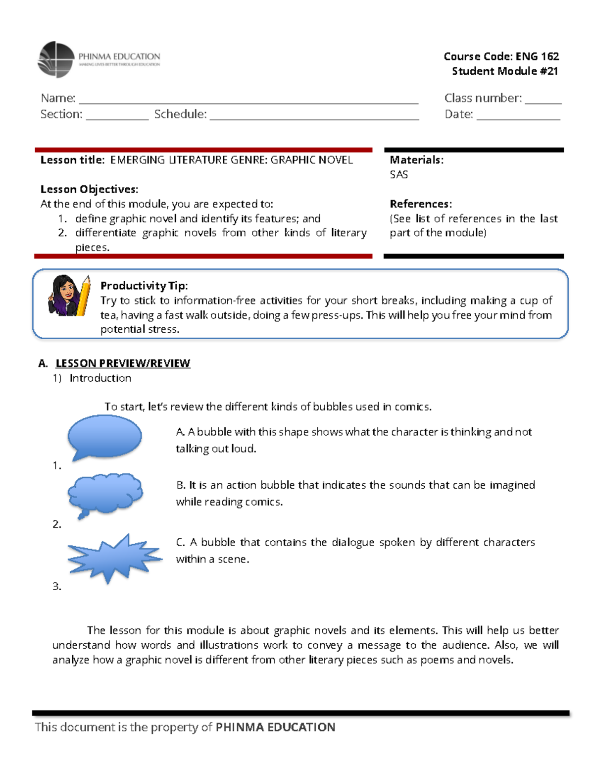 SAS Module 21: Exploring the Graphic Novel Genre in Literature - Studocu