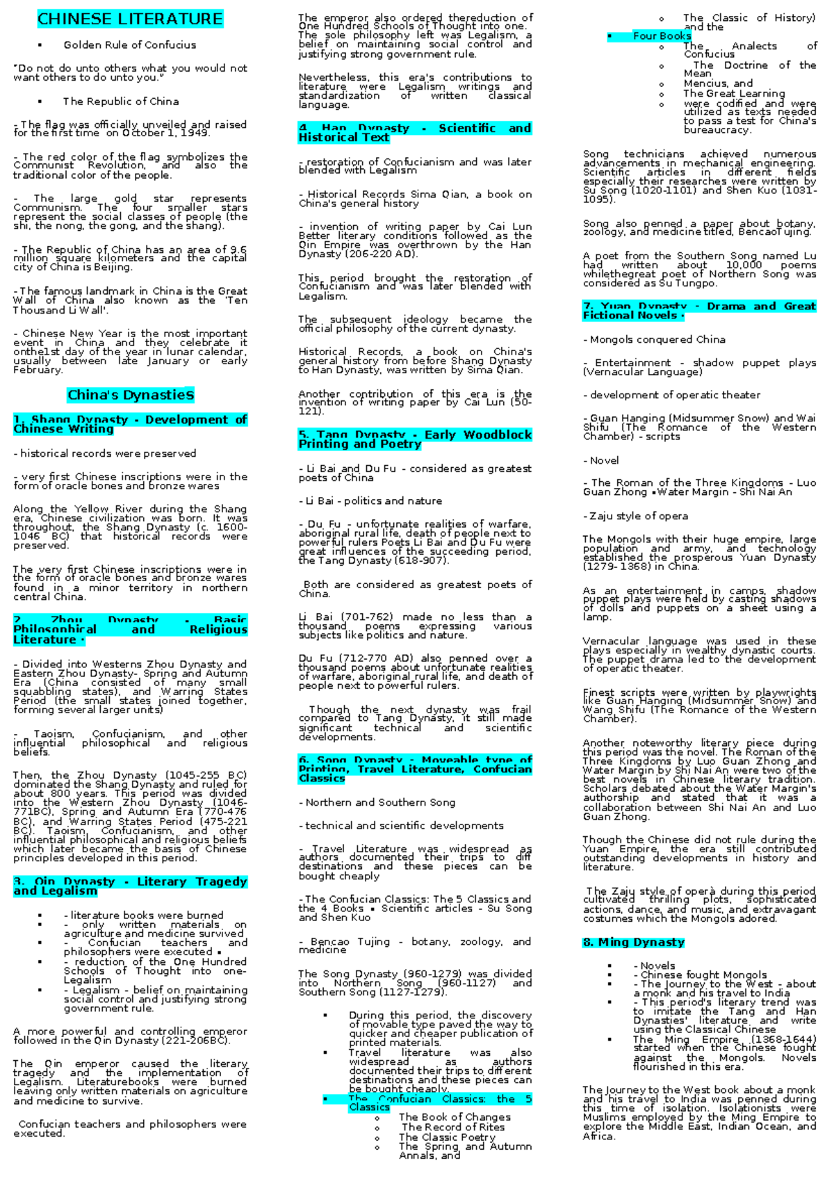 Chinese Literat-WPS Office - CHINESE LITERATURE Golden Rule of ...