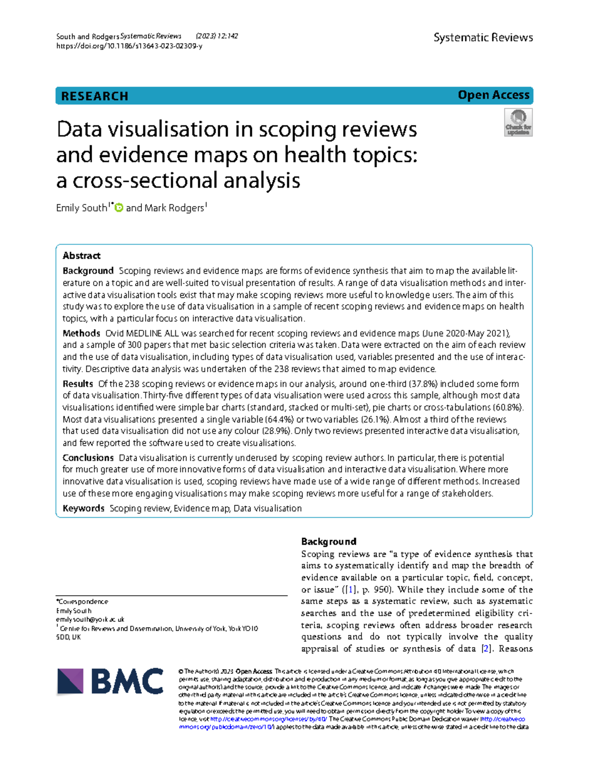 Data Visualisation in Scoping Reviews: A Health Evidence Analysis (2023 ...