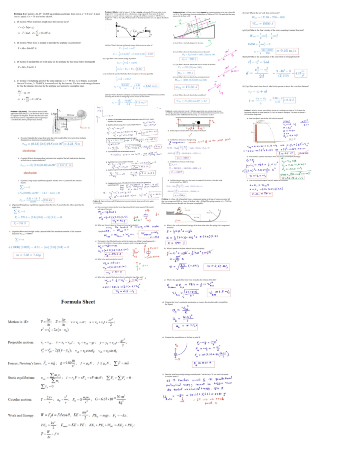 Physics 1 Midterm Exam Cheat Sheet - Studocu