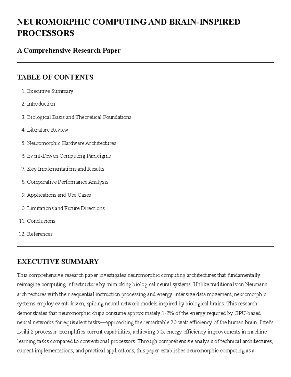 Neuromorphic Computing and Brain-Inspired Processors: A Comprehensive ...
