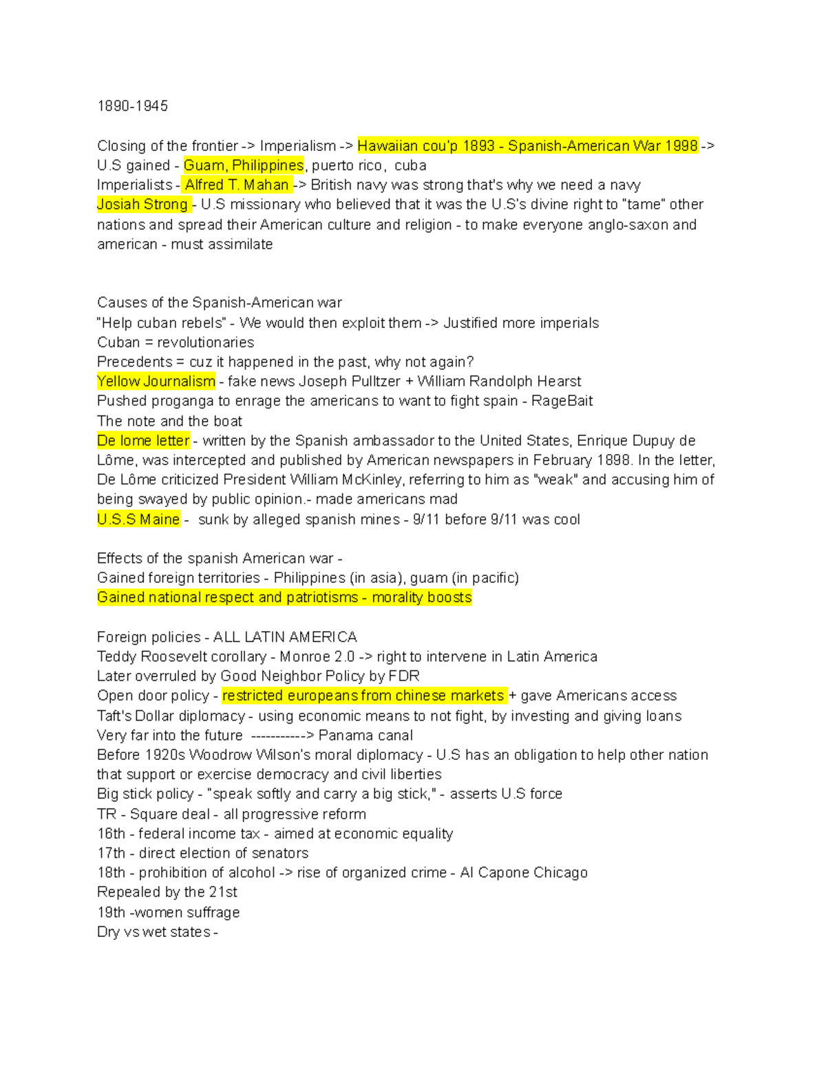 APUSH Period 7: Key Imperialism and Progressive Era Notes - Studocu