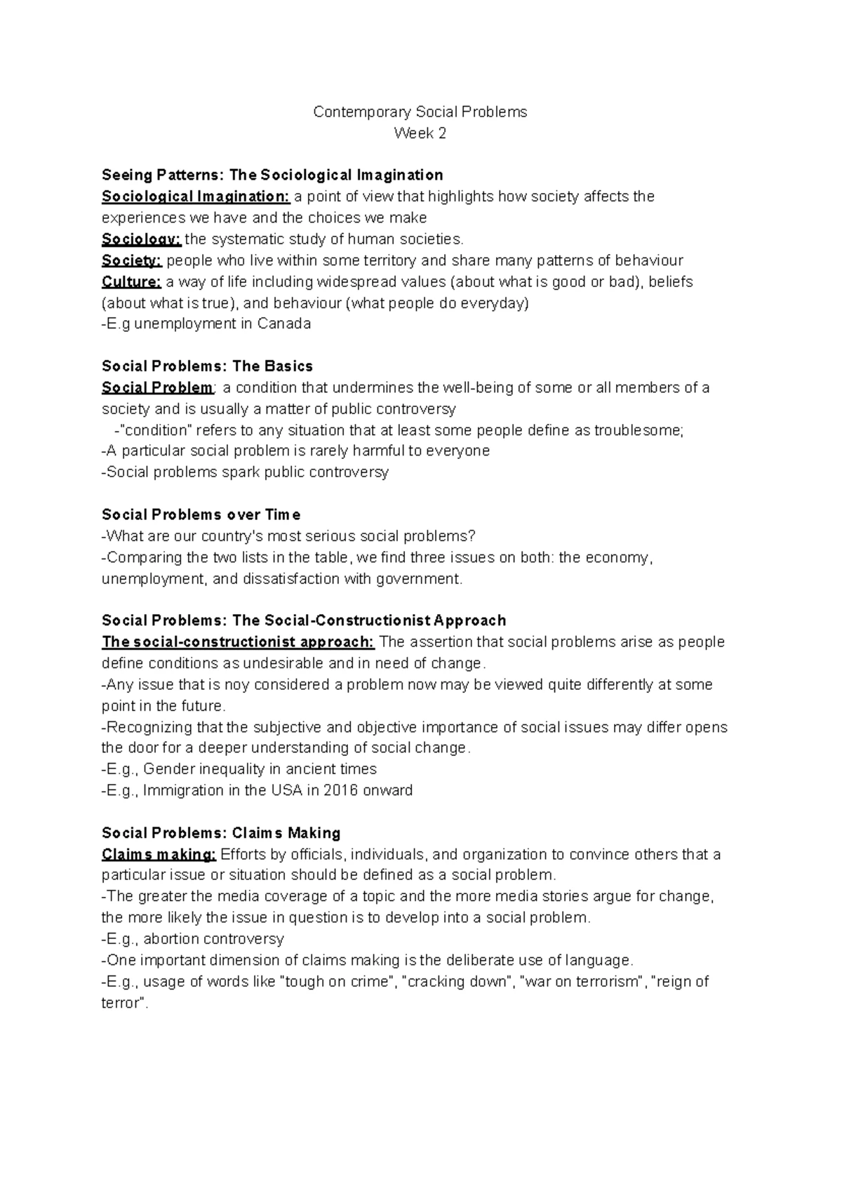 Contemporary Social Problems Test 1 - Sociology is the academic and ...