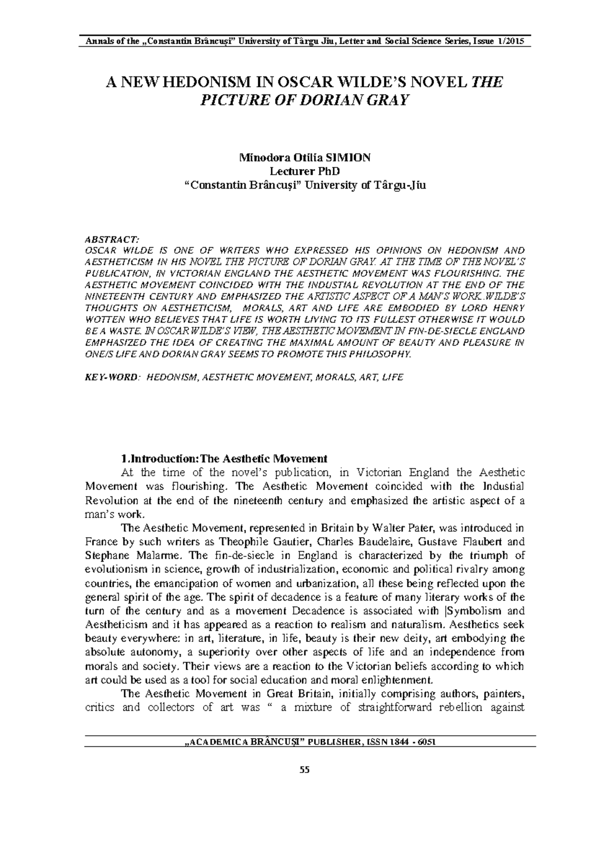 New Hedonism in Oscar Wilde's "The Picture of Dorian Gray" - Analysis ...