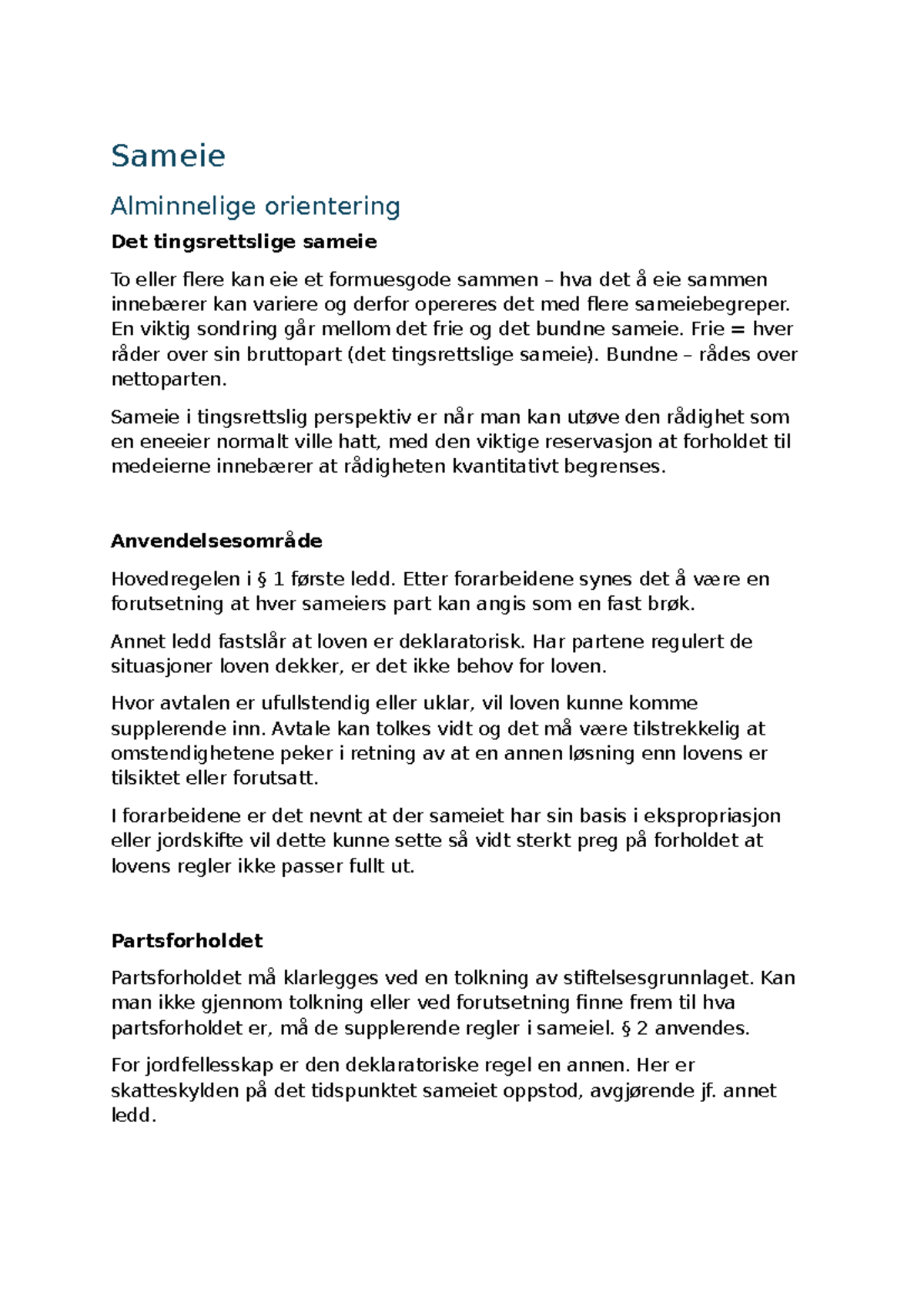 Sameie og Tingsrettslige Forhold: En Oversikt over Rådighet og Plikter ...