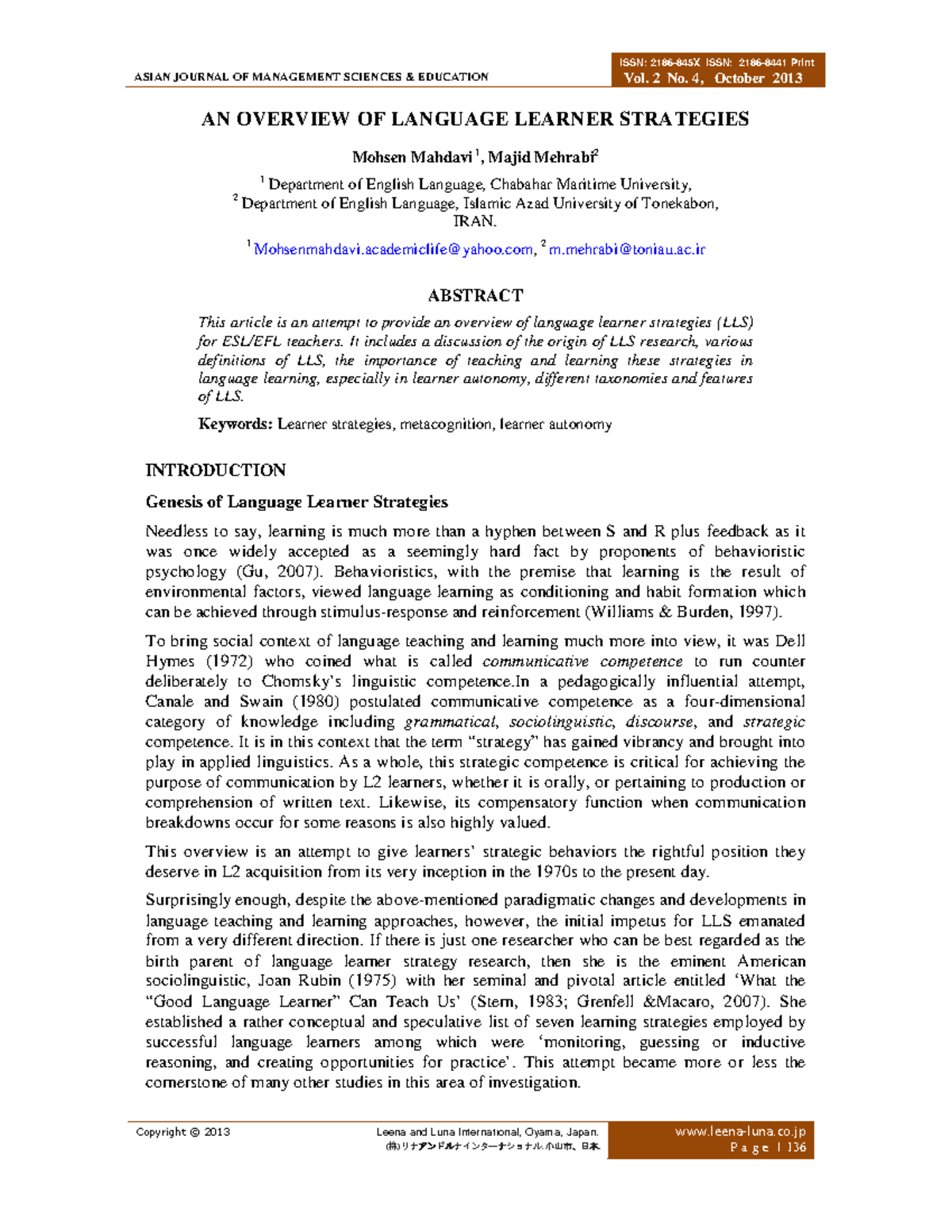An Overview of Language Learner Strategies (LLS) - Studocu