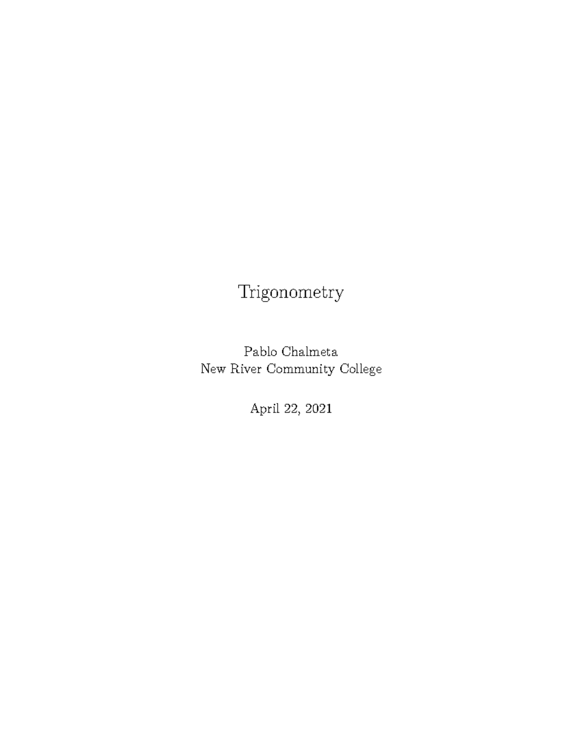 Trigonometry Lecture Notes - New River Community College - Studocu