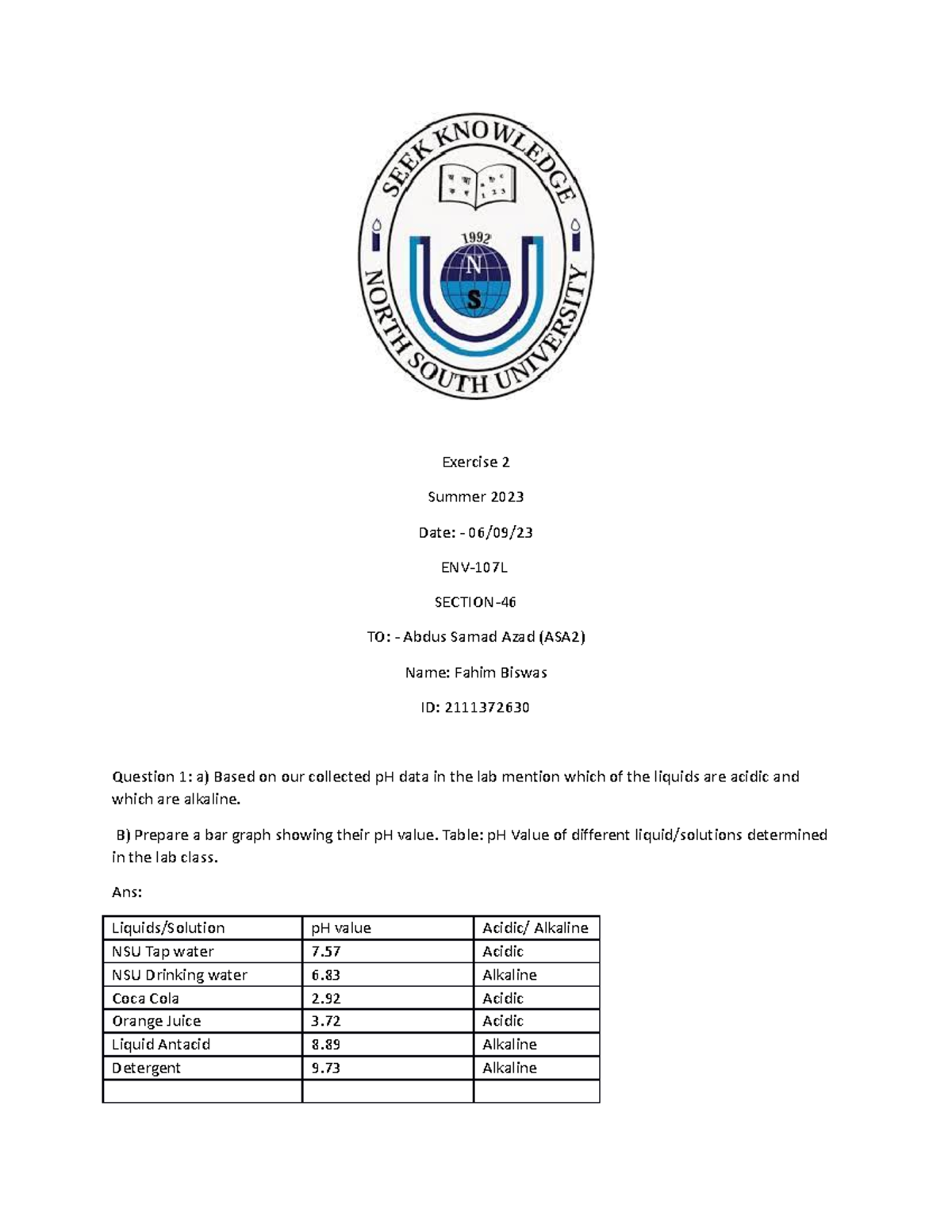 ENV-107L: Mandatory Lab Assignment - Summer 2023 Analysis - Studocu