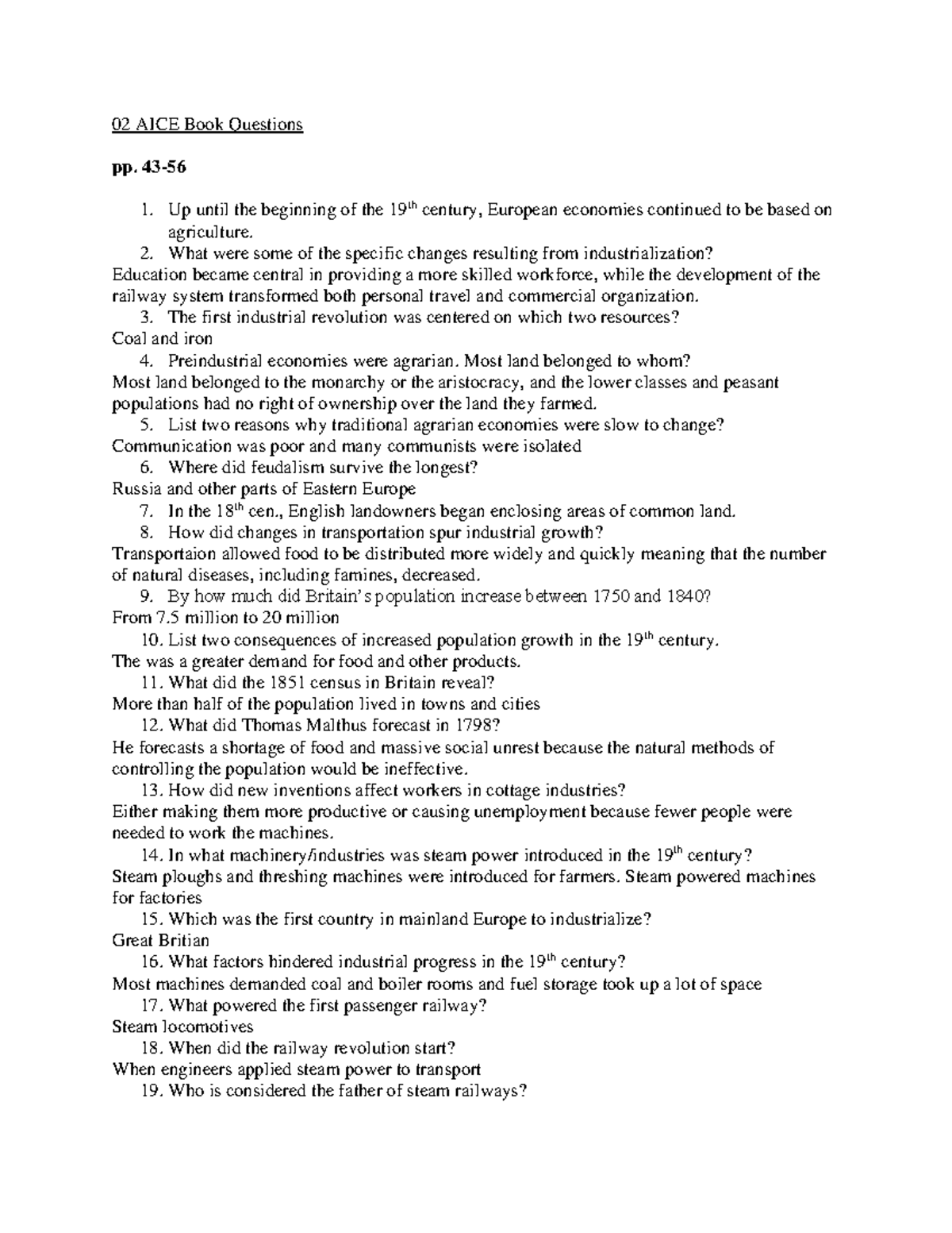 AICE Unit 02 Book Questions: Insights from pp. 43-56 - Studocu
