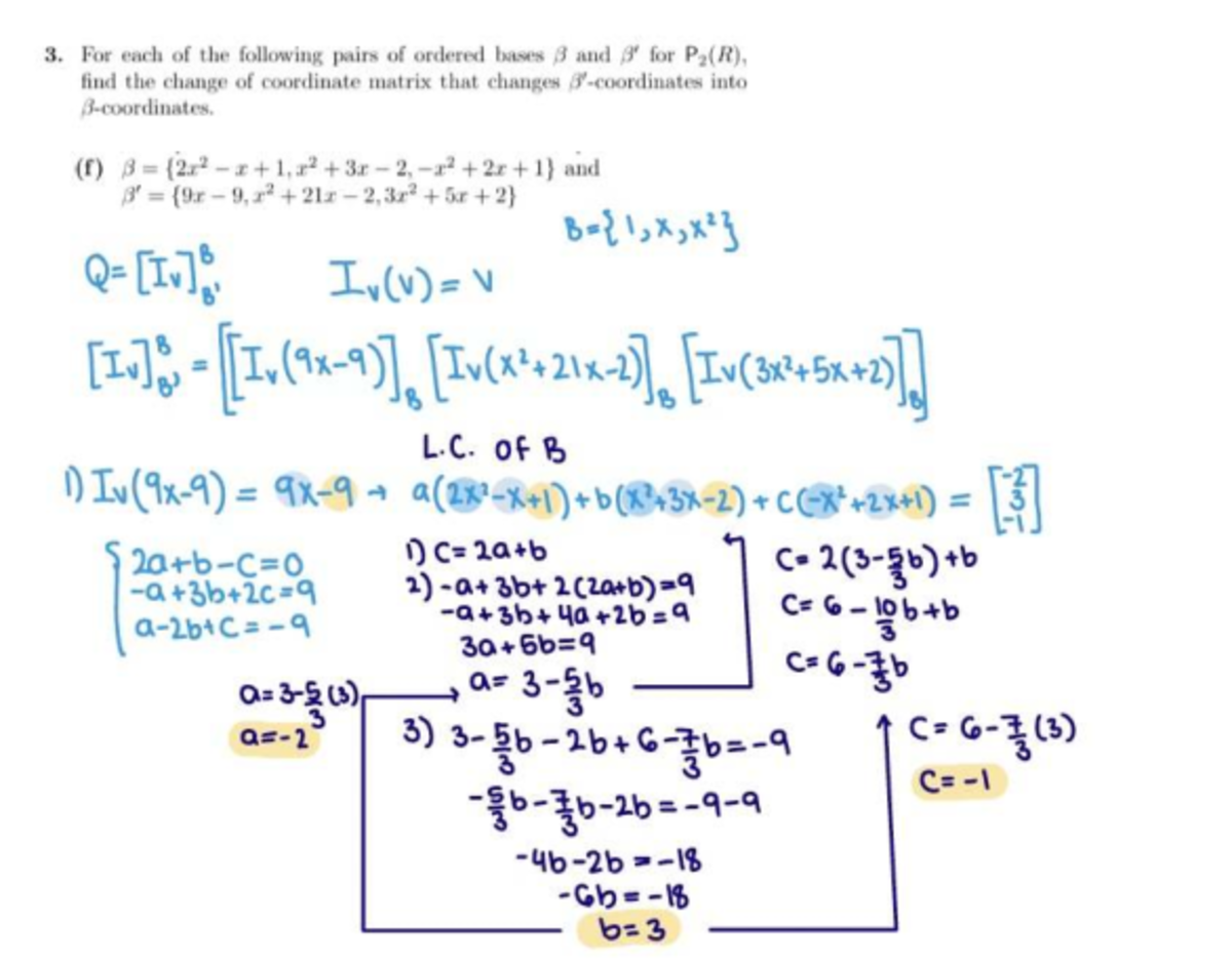 Math251 2 - Linear Algebra (MATH 341) QUESTIONS SOLVED - MATH 341 - 3. For each of the following ...