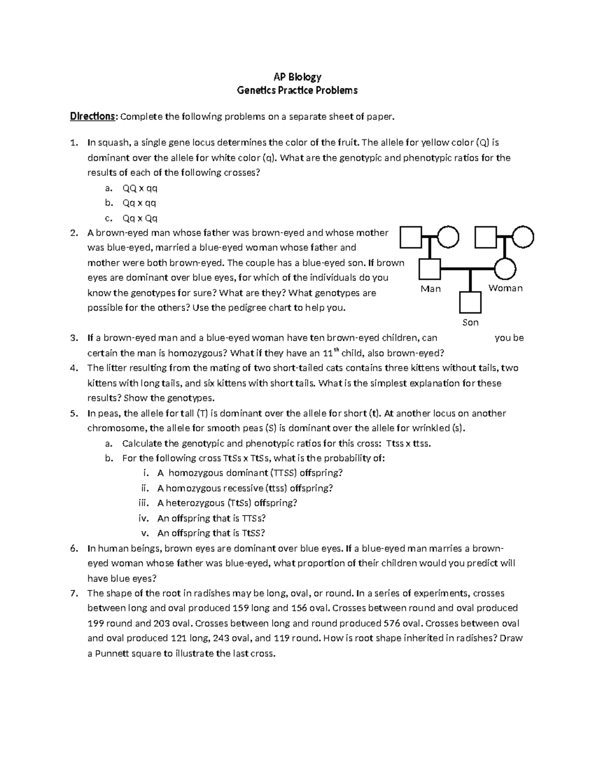 AP Bio: Genetics Practice Problems and Solutions for Study - Studocu
