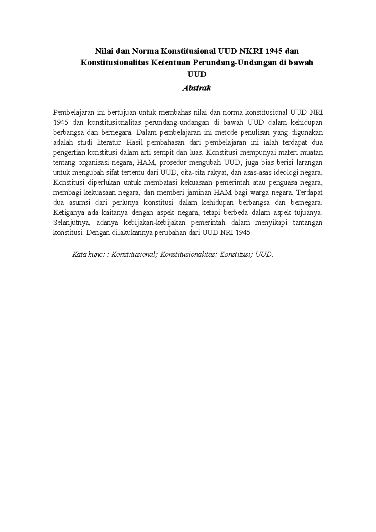 Nilai dan Norma Konstitusional: UUD NRI 1945 dalam Kehidupan Berbangsa ...