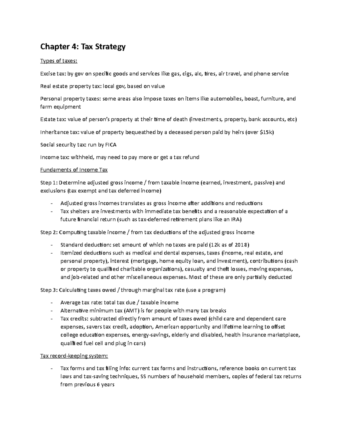 Chapter 4 Tax Strategy - Focus on Personal Finance - Chapter 4: Tax ...