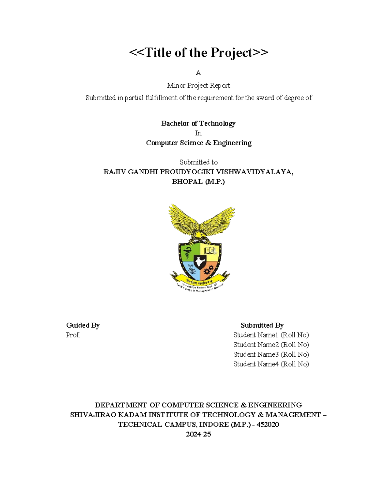 B.Tech CSE Minor Project Report Update - Shivajirao Kadam Institute ...