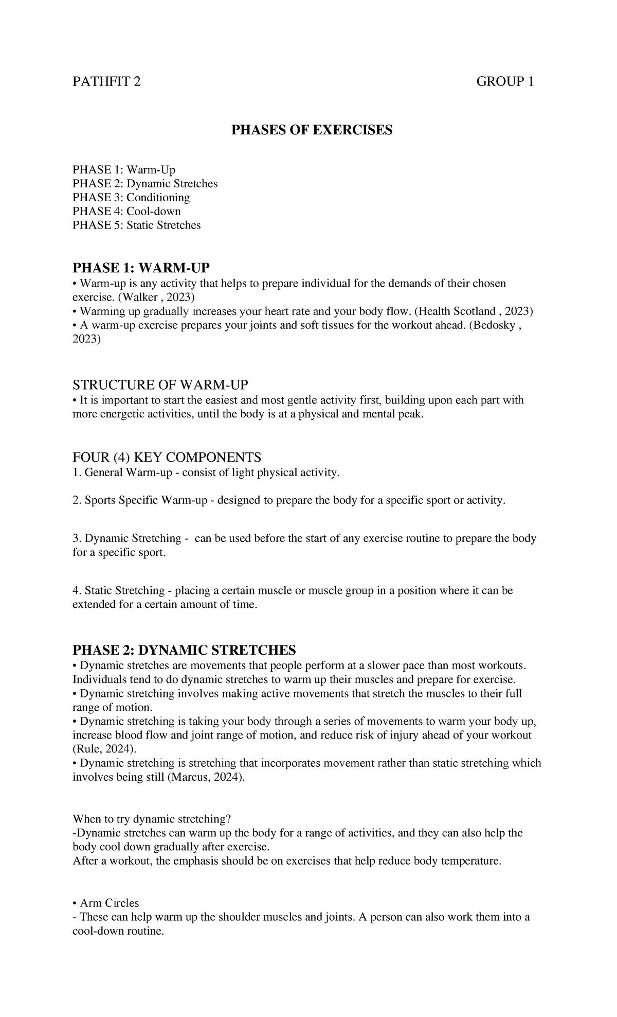 Pathfit Group 1 - Physical education - PATHFIT 2 GROUP 1 PHASES OF ...