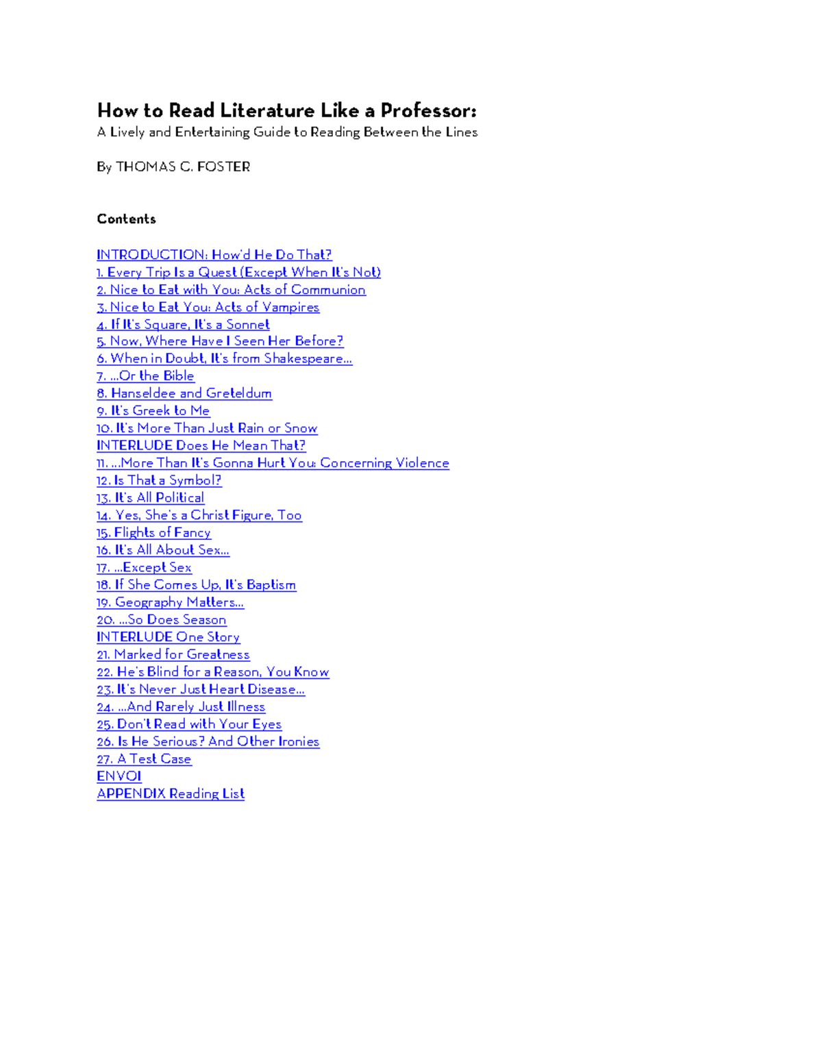 How to Read Literature Like a Professor: Key Insights and Analysis ...
