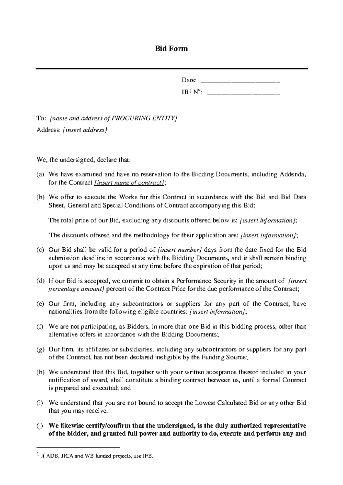 DPWH Bid-forms - DPWH Forms that can use in Building Management - Bid ...