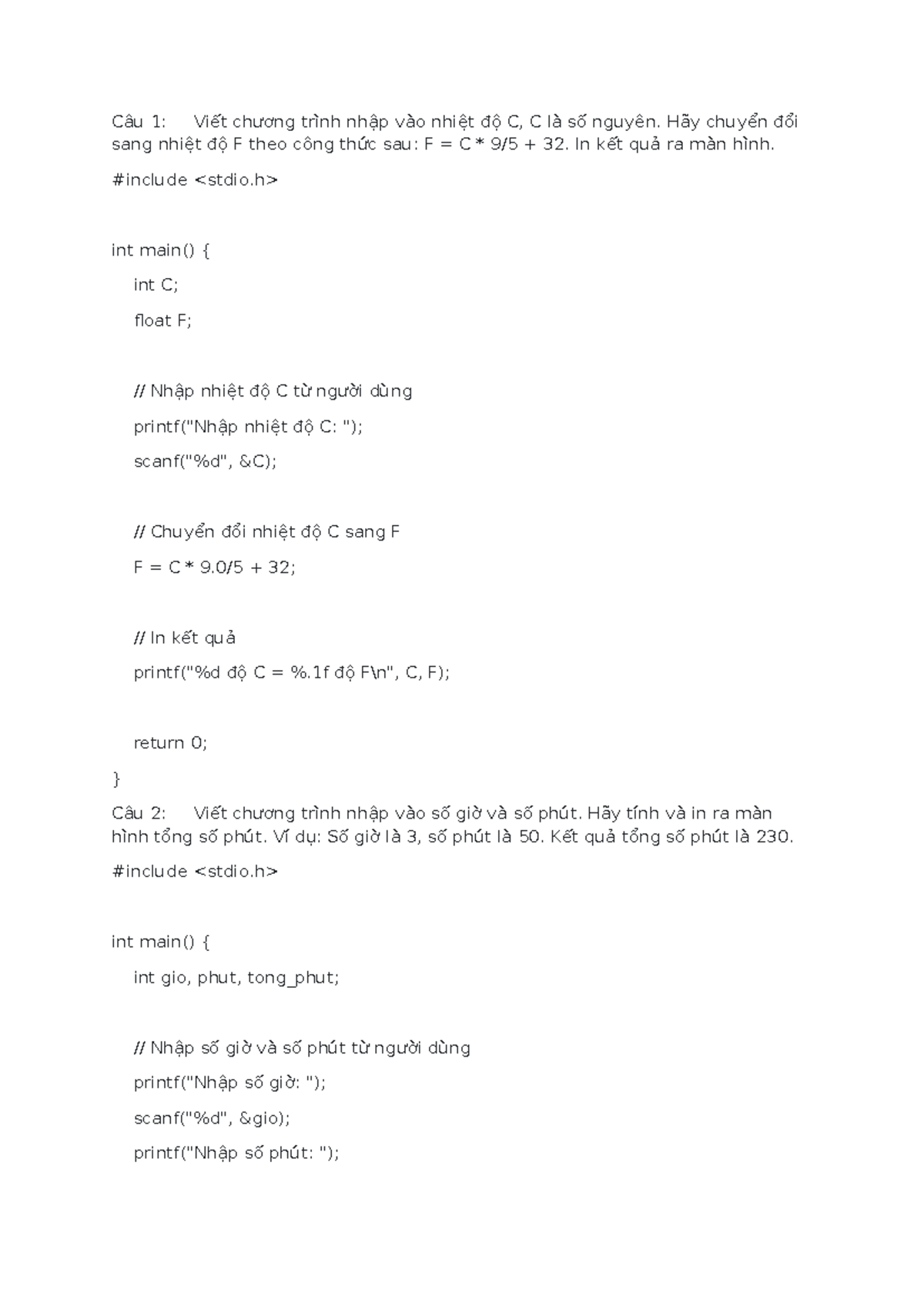 LTCB - 111: Bài Tập Lập Trình Cơ Bản và Giải Phương Trình - Studocu