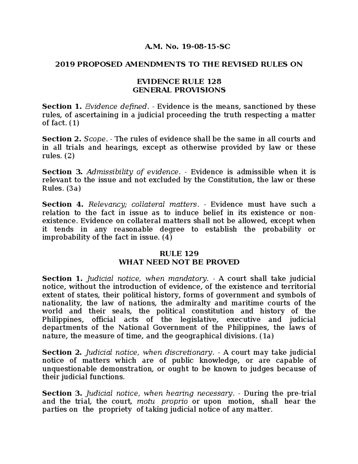 A 2019 Proposed Amendments to the Revised Rules of Evidence - A. No. 19 ...