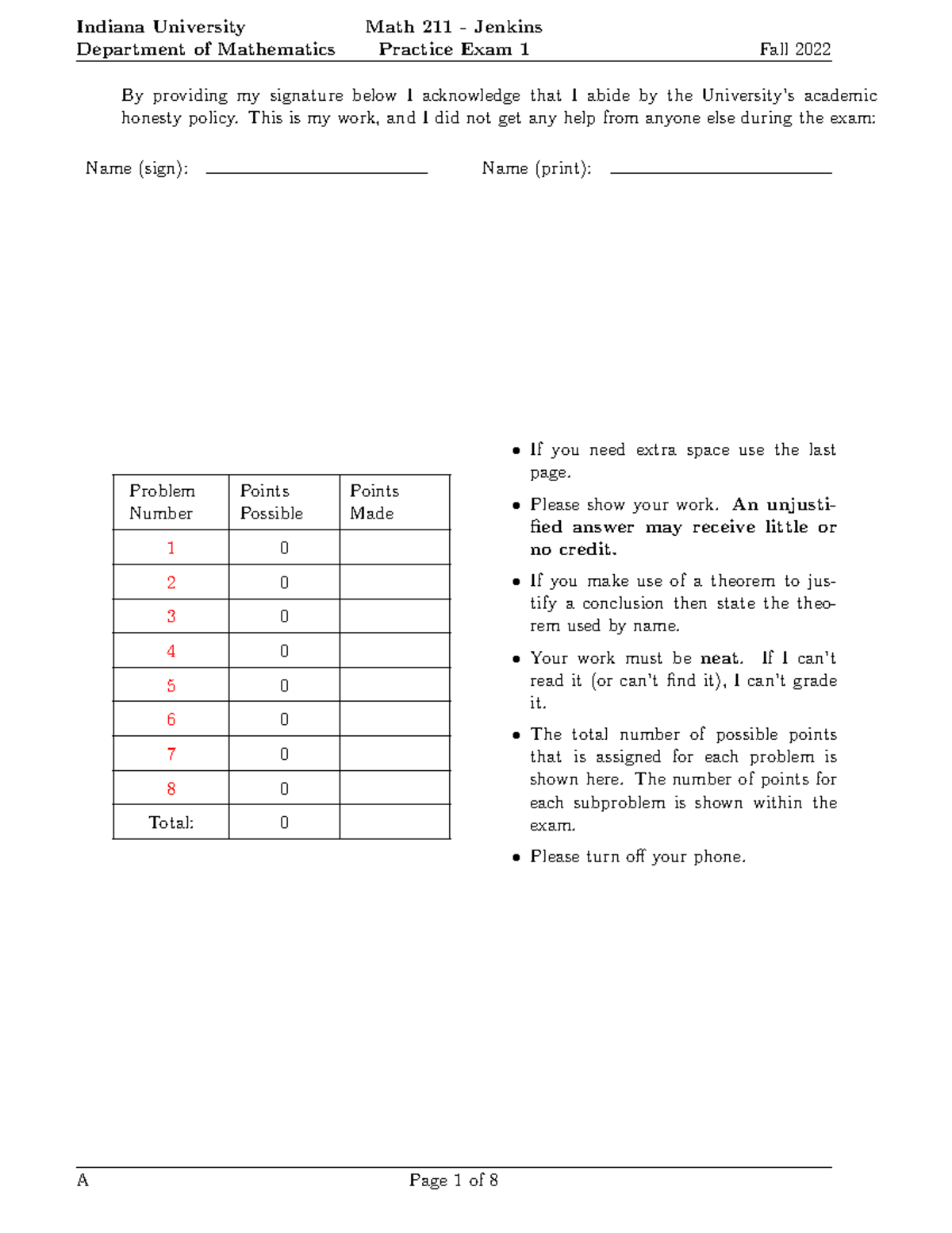 M211 Math 211 Jenkins Practice Exam 1 Fall 2022 - Studocu