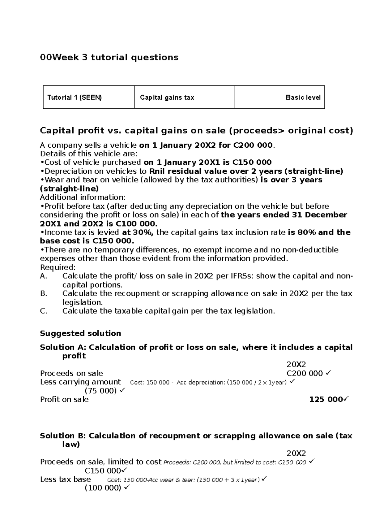 INCOME TAX TUTORIAL PACK (SEEN) - Week 3 Questions & Solutions - Studocu