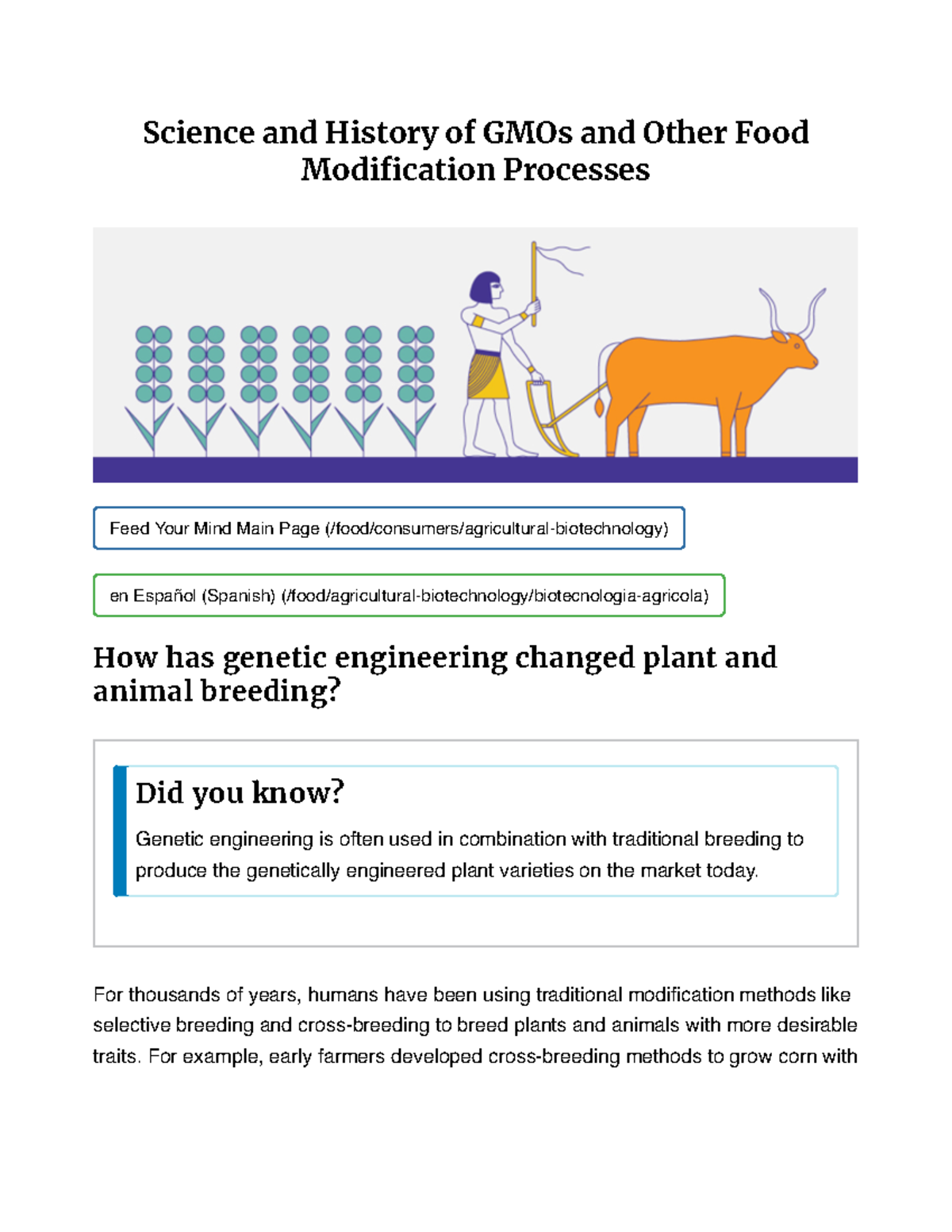FDA Lecture: Science and History of GMOs and Food Modification ...