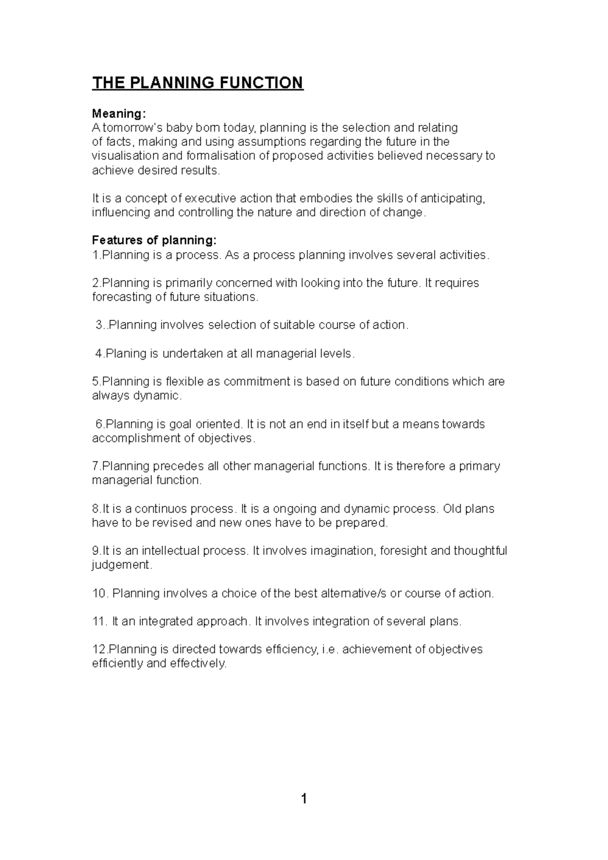 PPM Notes: Understanding the Planning Function and Its Importance - Studocu