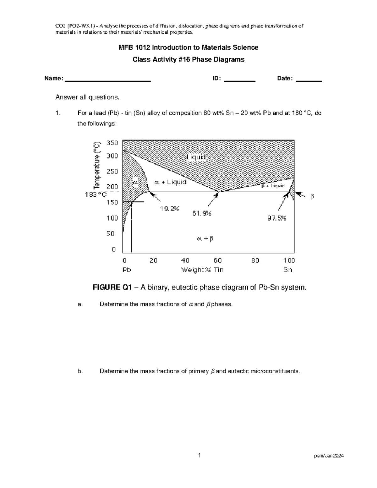 Class Activity #16: Phase Diagram Practice Problems (MFB 10 12) - Studocu