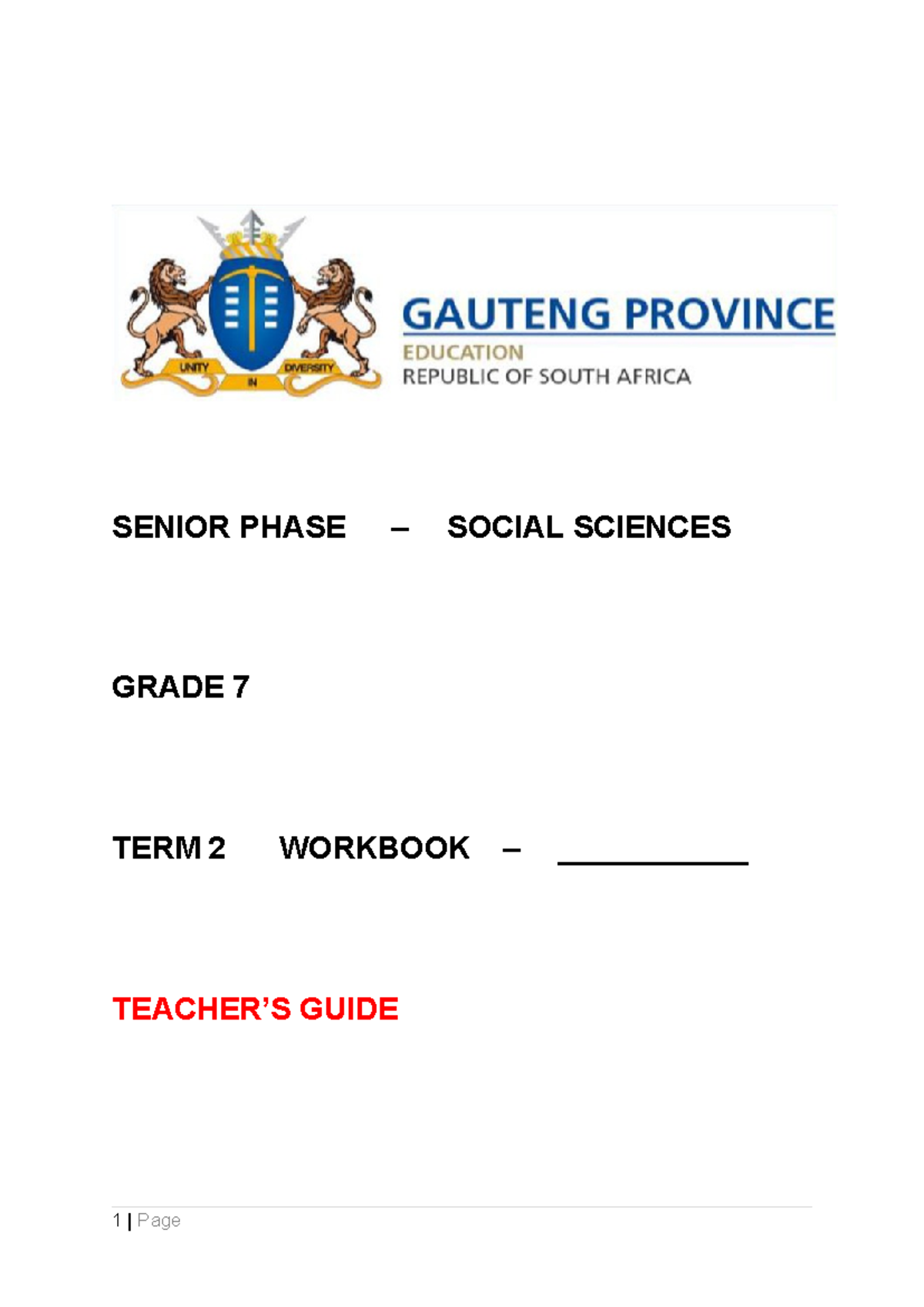 MAY GRADE 7 HISTORY TERM 2 WORKBOOK: THE TRANSATLANTIC SLAVE TRADE ...