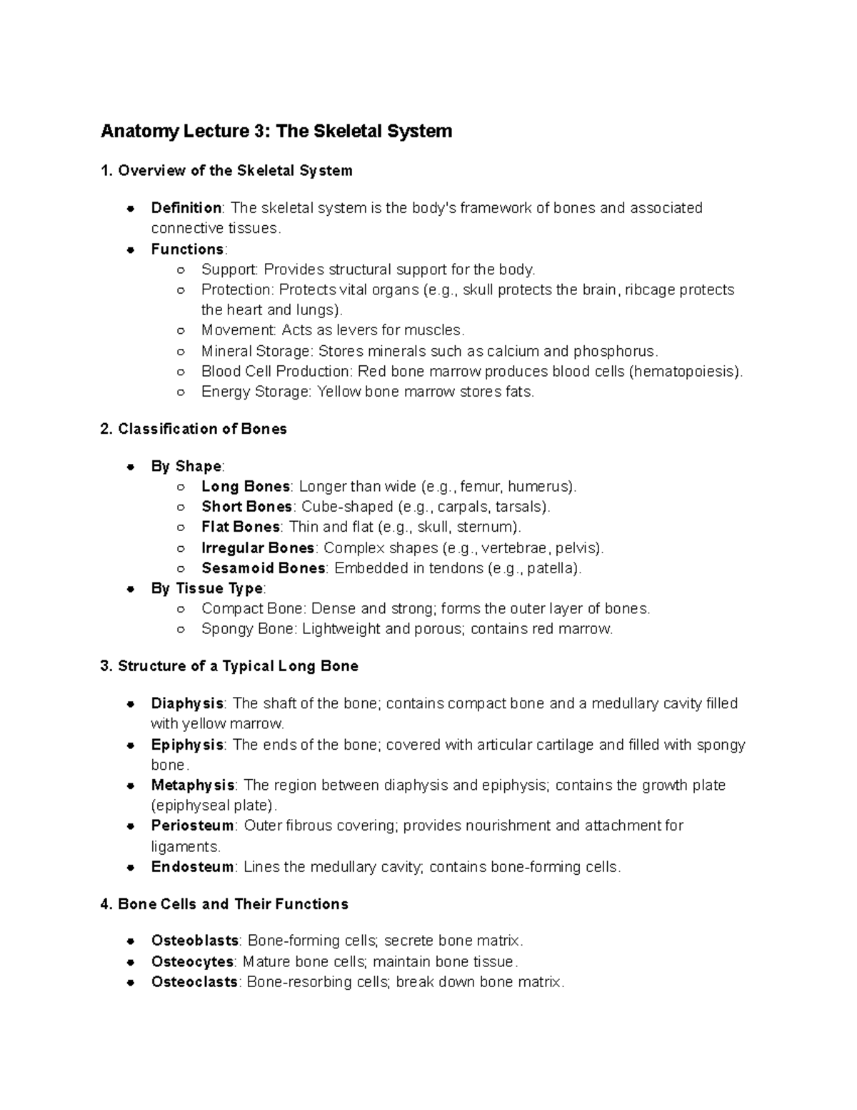 Anatomy Lecture 3 skeletal system - Anatomy Lecture 3: The Skeletal ...