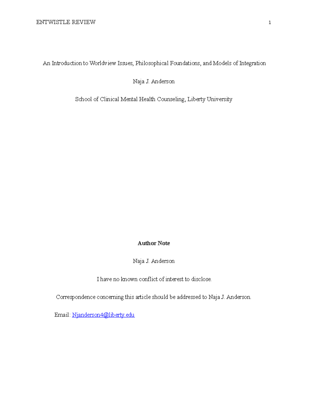 Journal Article Review: Entwistle's Six Models of Integration - Studocu