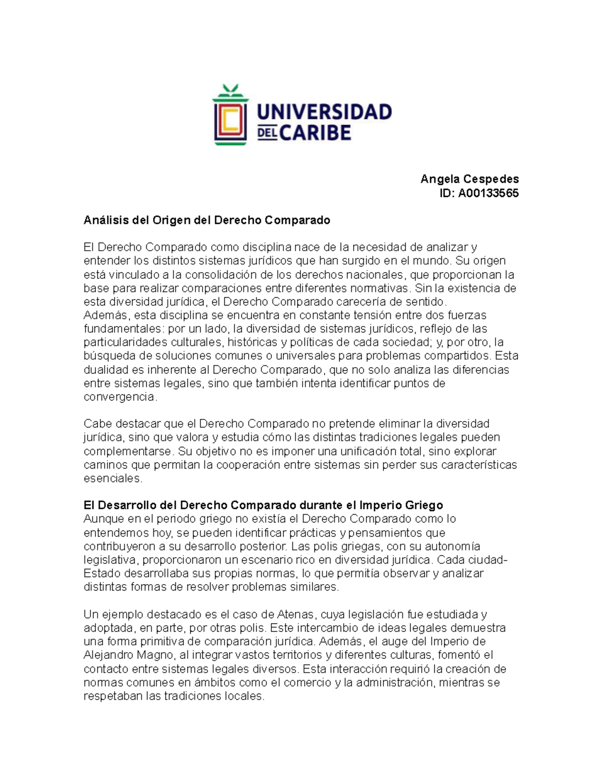 Derecho Comparado 2: Análisis del Origen y Desarrollo Jurídico - Studocu